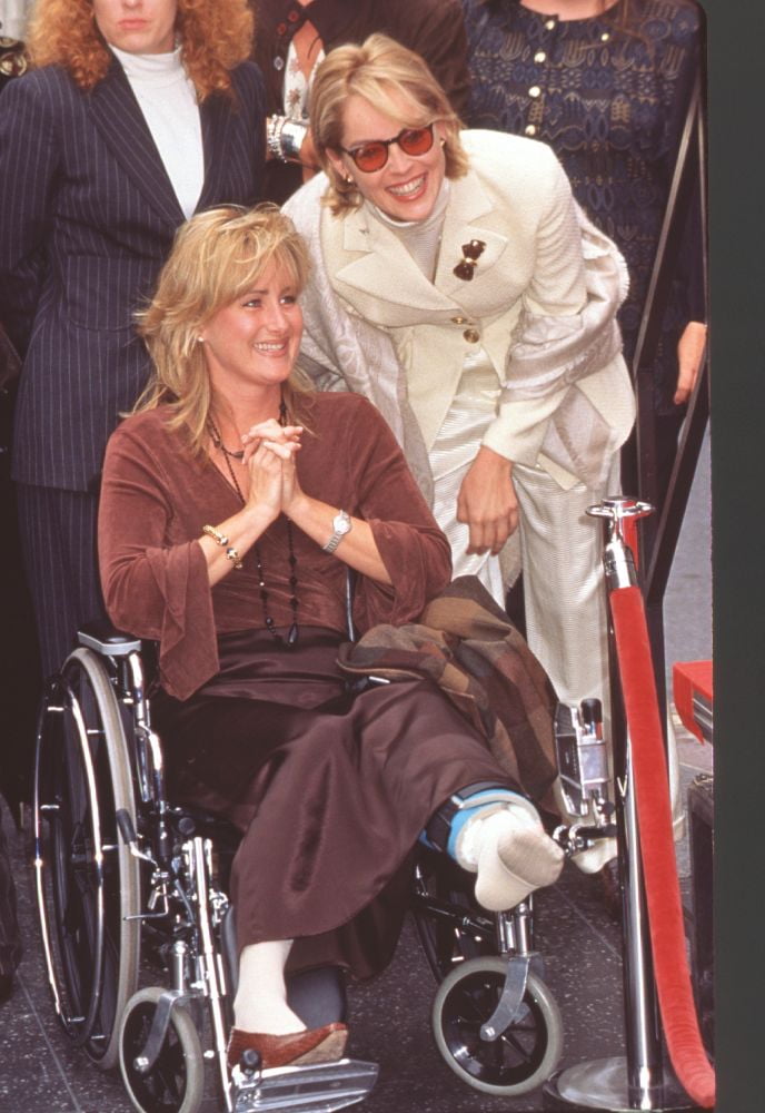 Kelly Stone In Wheelchair With Sharon Stone In White Suit At Hollywood ...