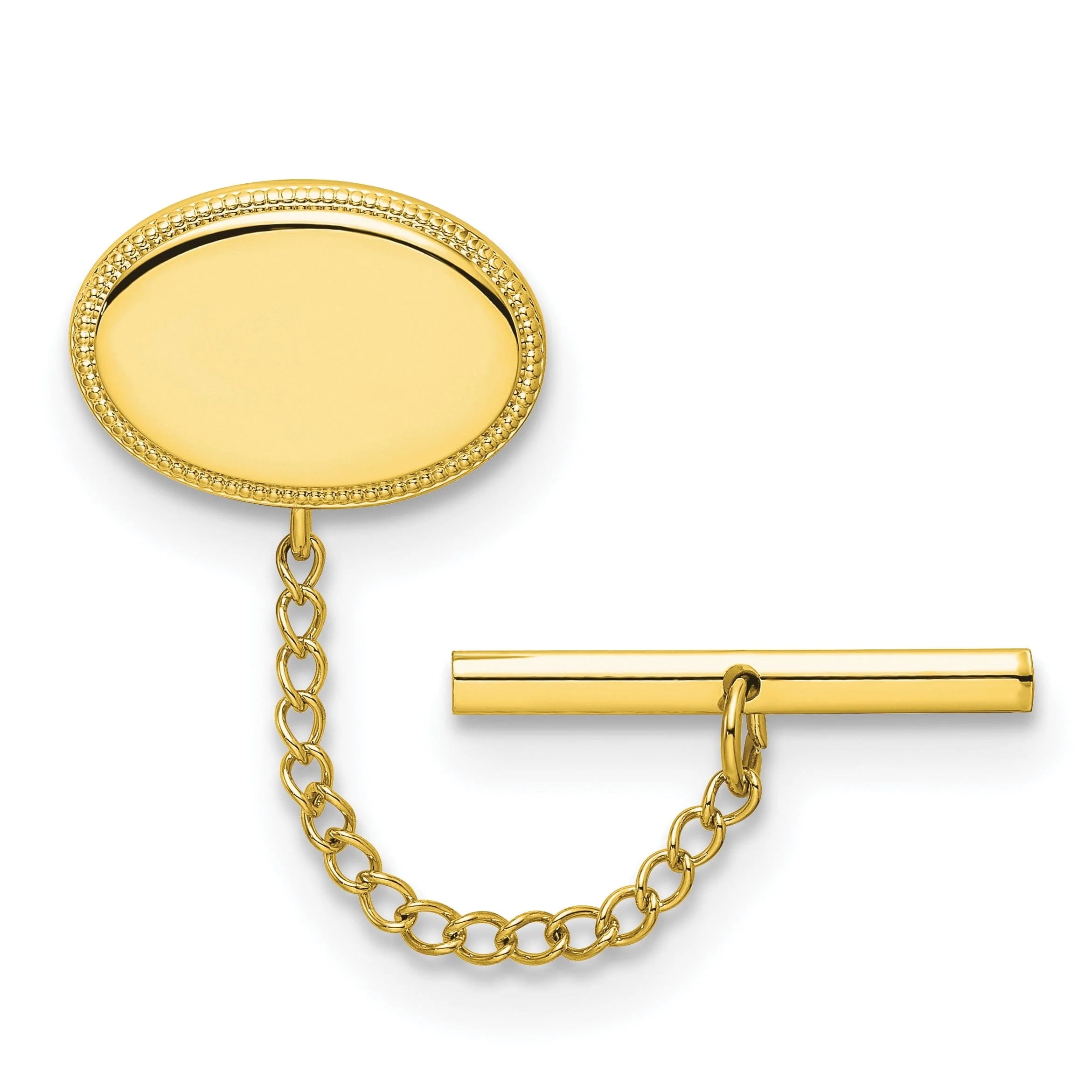 Kelly Waters Gold-plated Oval Beaded Engravable Tie Tac with Safety ...