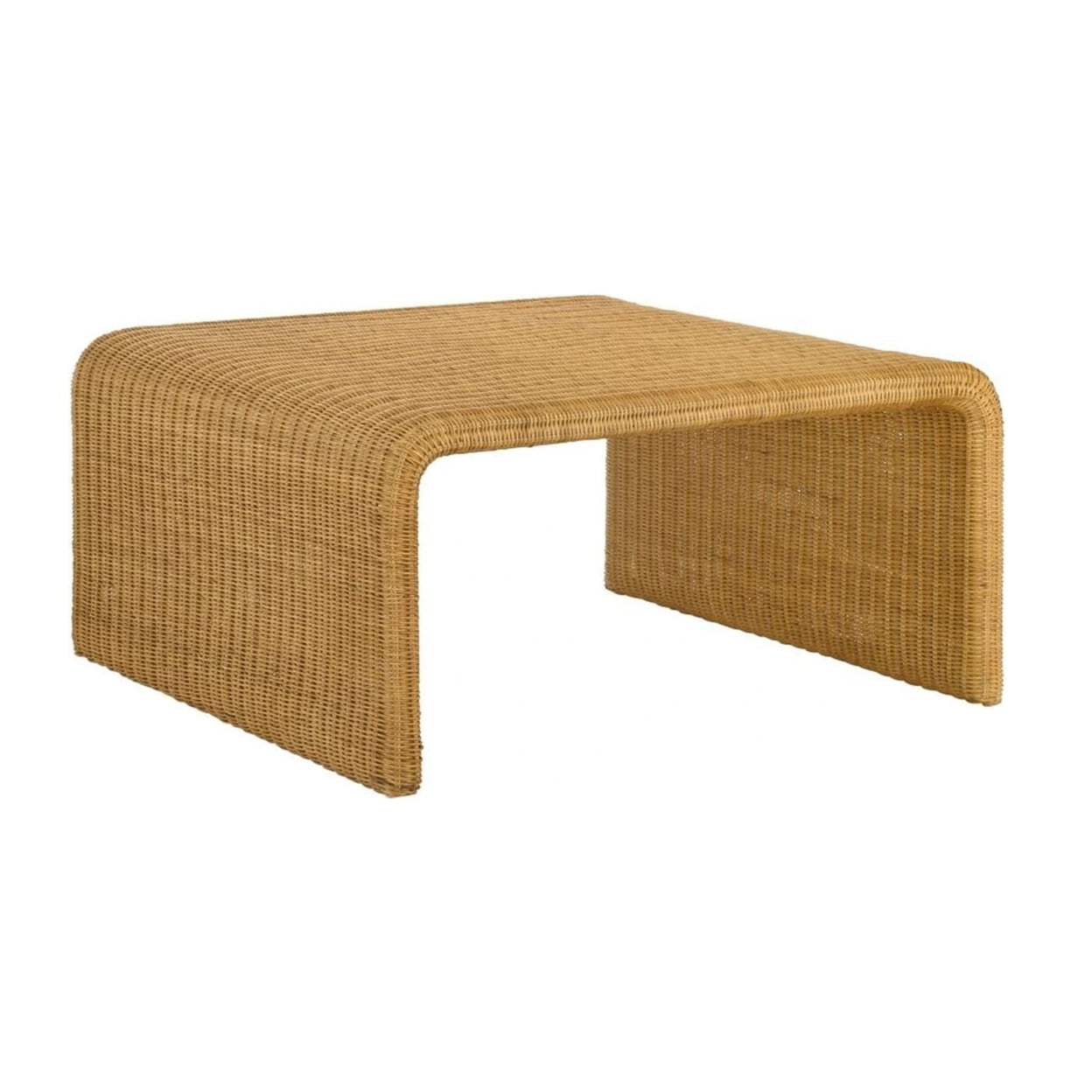 Kelp 36 Inch Square Coffee Table, Natural Rattan Weave, Rich Light ...