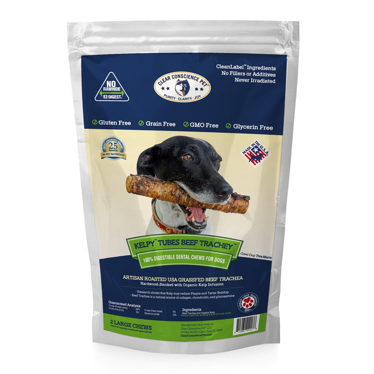 Kelpy™ Tubes -EGSC 6-Inch USA Beef Trachea Chews with Kelp | Dental ...