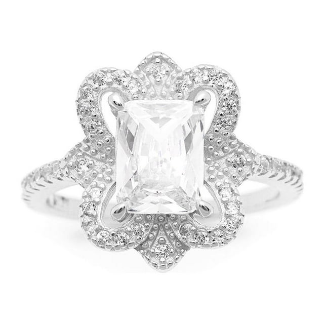 Kelsey Engagement Ring Sterling Silver Emerald Cz Womens Ginger Lyne ...