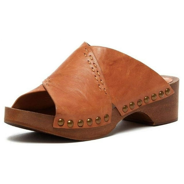 Kelsi Dagger Brooklyn Sands Tanned Leather Fashion Wood Clogs - Walmart.com