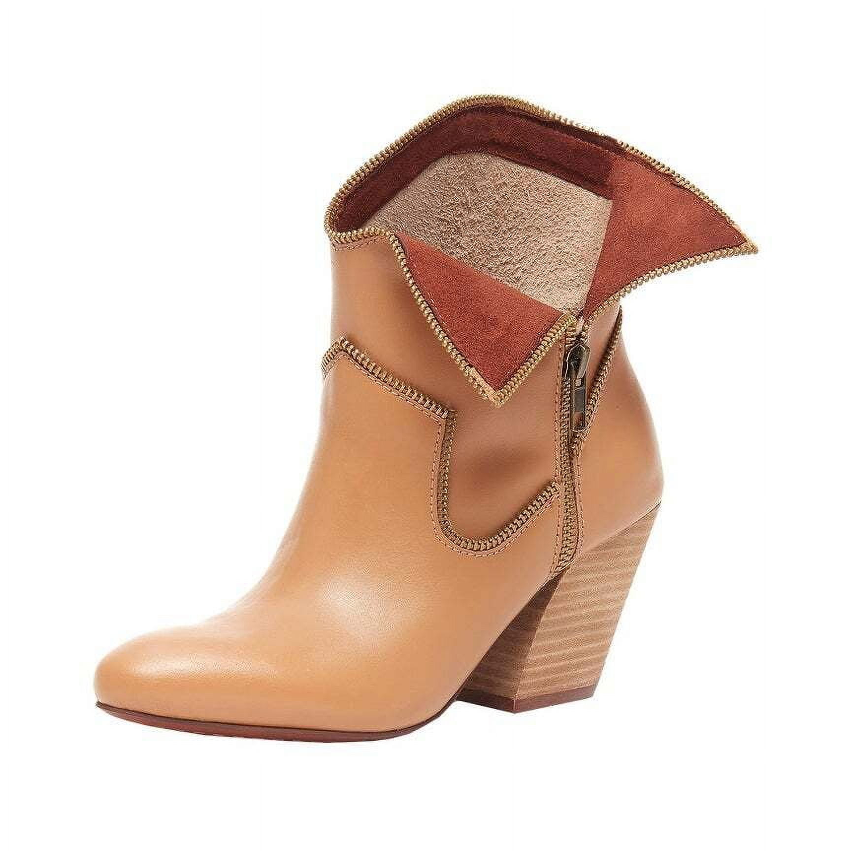 Kelsi Dagger Ingrid Sandy Tan Leather Block Heel Leather Foldable Ankle ...