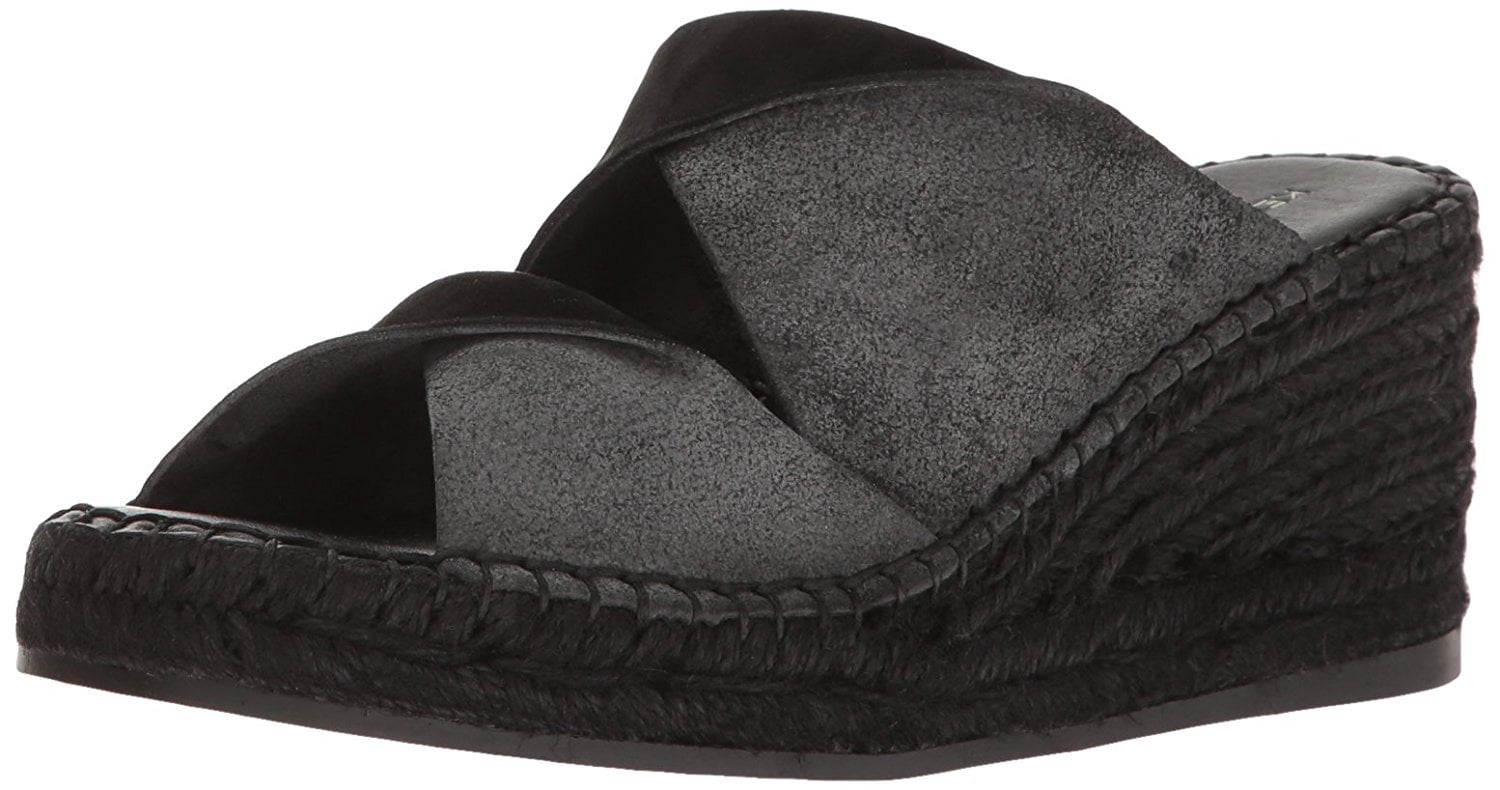 Kelsi Dagger Inwood Black Espadrille Wedge Sandal Open Toe Suede Slip ...