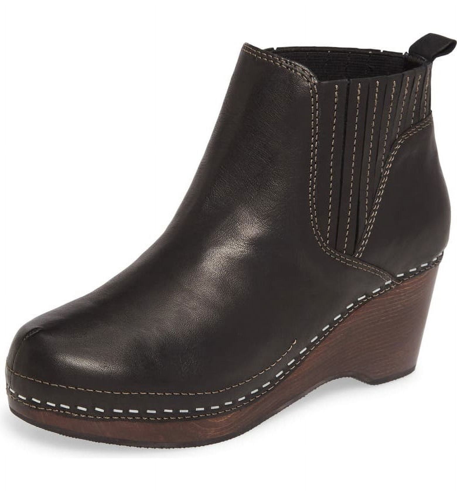 Kelsi Dagger Jax Black Clog Wood Leather Chelsea Pull On Rounded Toe ...