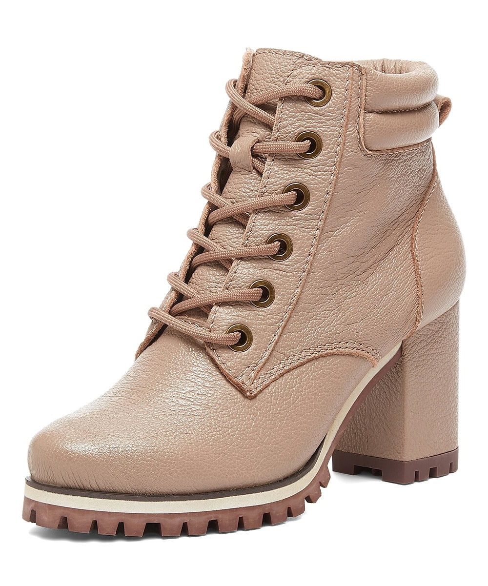 Kelsi Dagger Trek Taupe Leather Lace-Up Combat Block Heel Platform ...