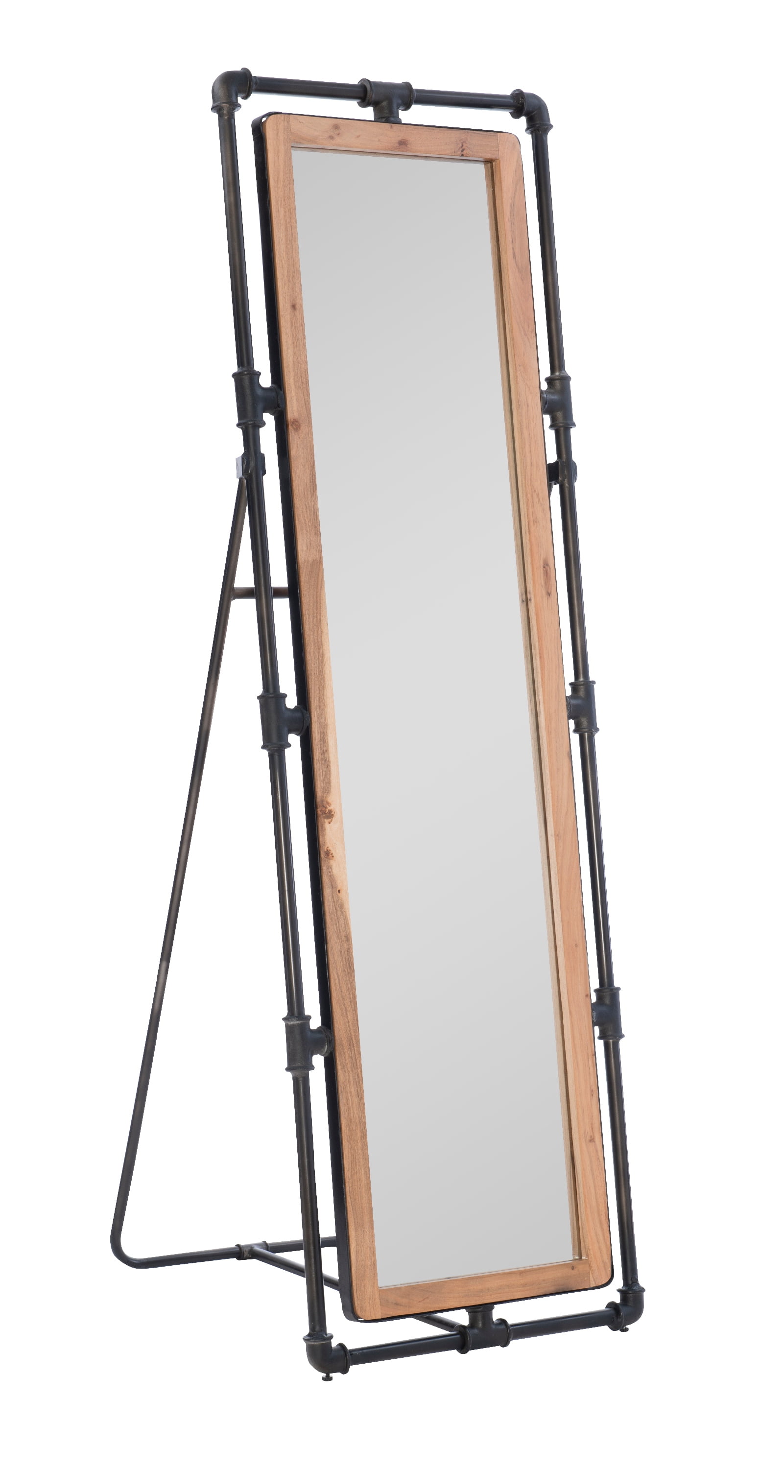 Powell Kelton Industrial Pipe Cheval Mirror, Natural and Gun Metal ...