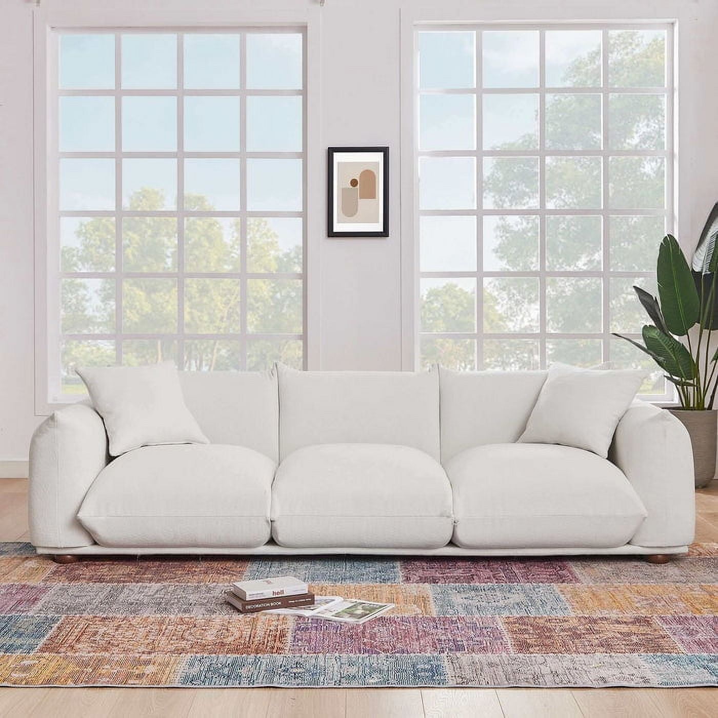 Kely 100'' Boucle Modern Sofa, 3 Seater Sofa Couch for Living Room ...