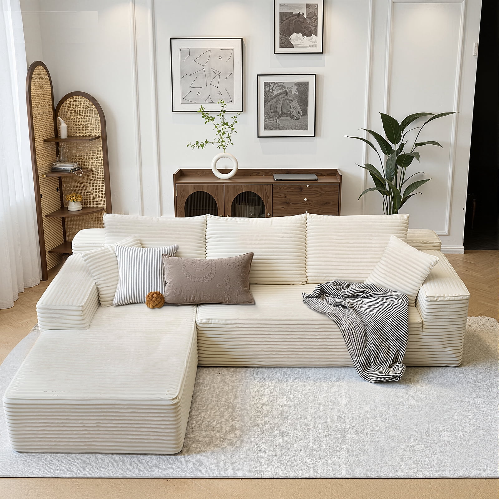 Kelyda 104'' Modular L-Shaped Sectional Sofa, Modern Memory Foam Deep ...
