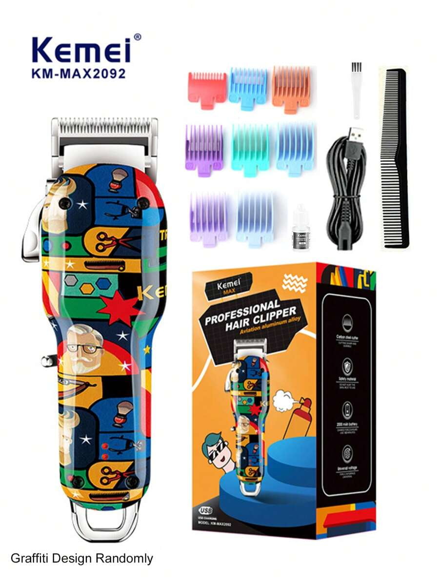 Kemei 3pieces Kemei Brand Hair Clippers And Shaver In 1 Set Graffiti ...