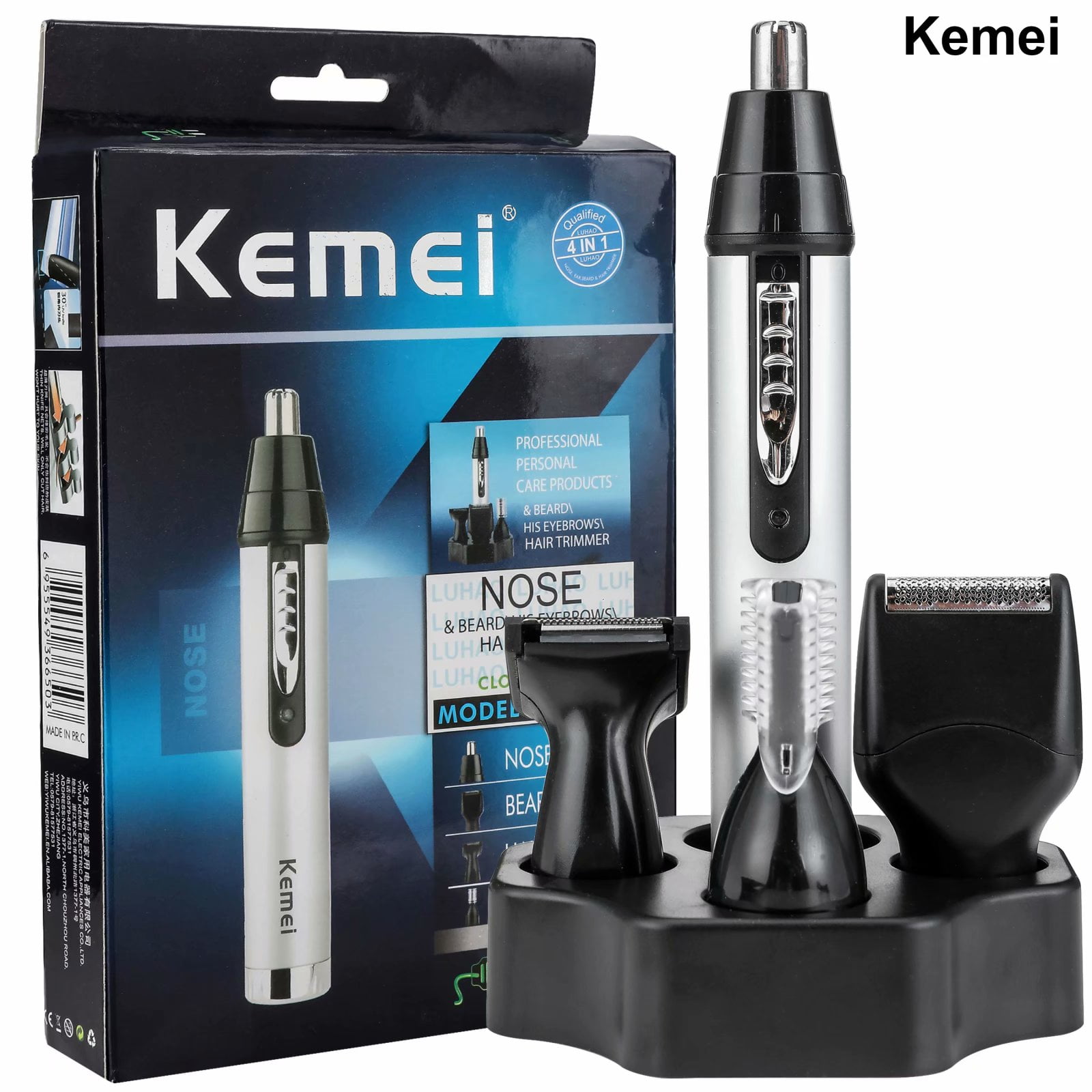 Kemei Ear and Nose Hair Trimmer Professional USB Rechargeable Nostril ...