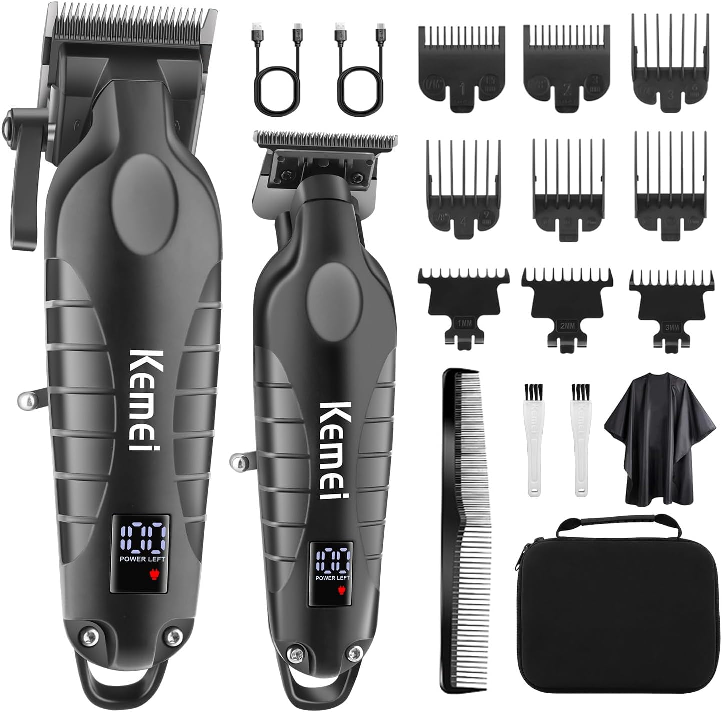 Kemei Hair Clipper and Trimmer Set Professional Cordless Hair Clipper ...