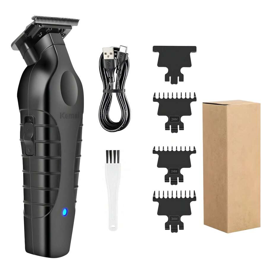 Kemei Kemei KM-2299 Barber Cordless Hair Trimmer 0mm Zero Gapped Carving Clipper Detailer ...