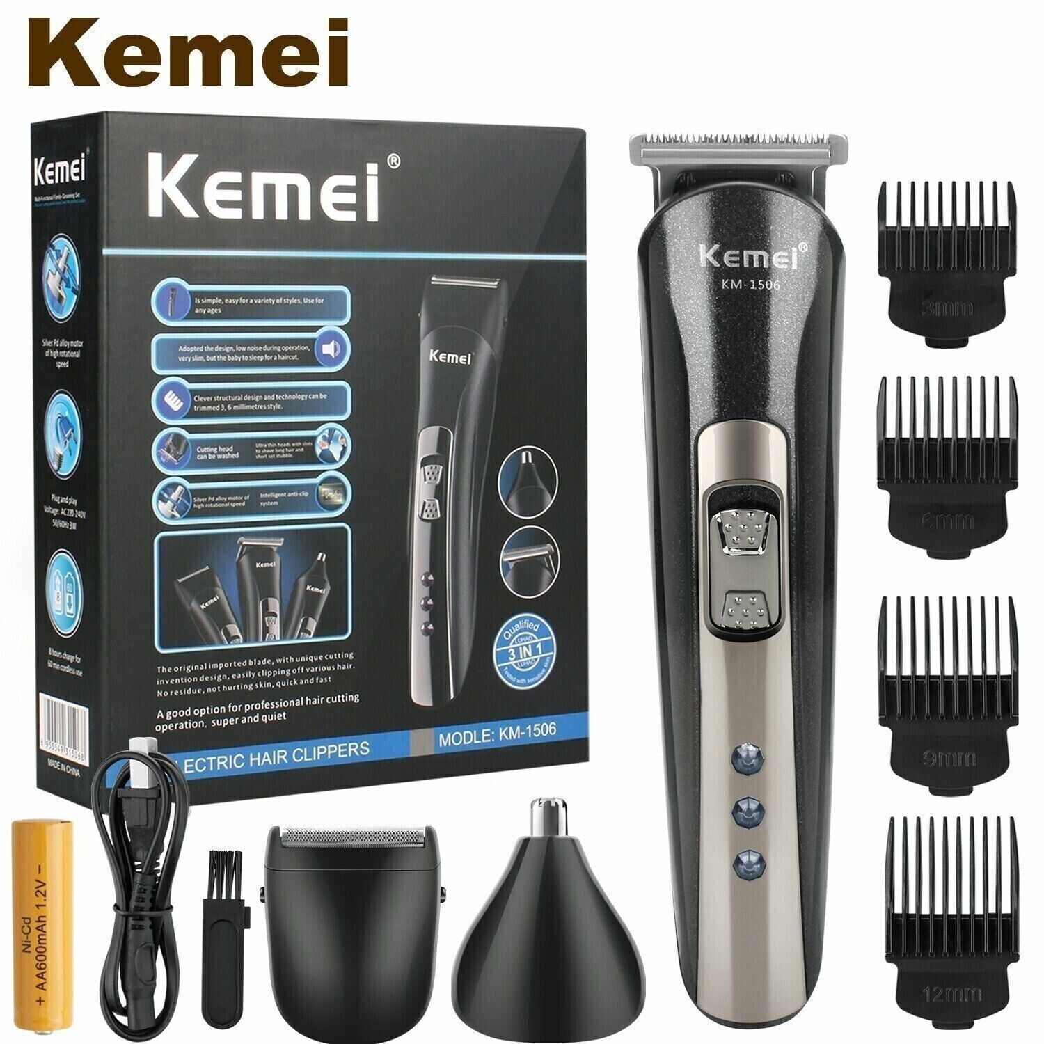 Kemei Professional Hair Clippers Cordless Trimmer Beard Cutting Machine ...