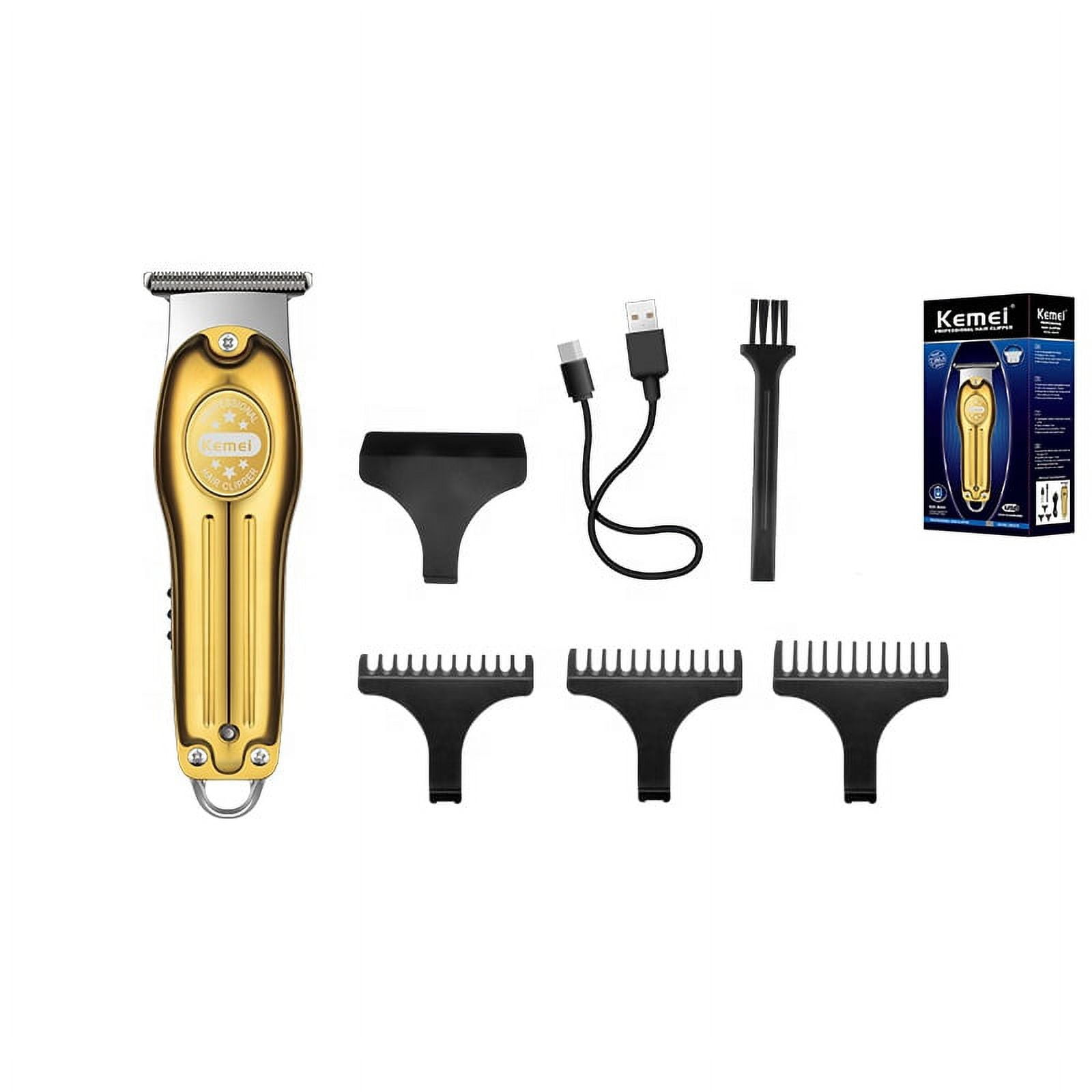 Kemei Professional Hair Trimmer Gold Clipper Men Rechargeable Barber ...