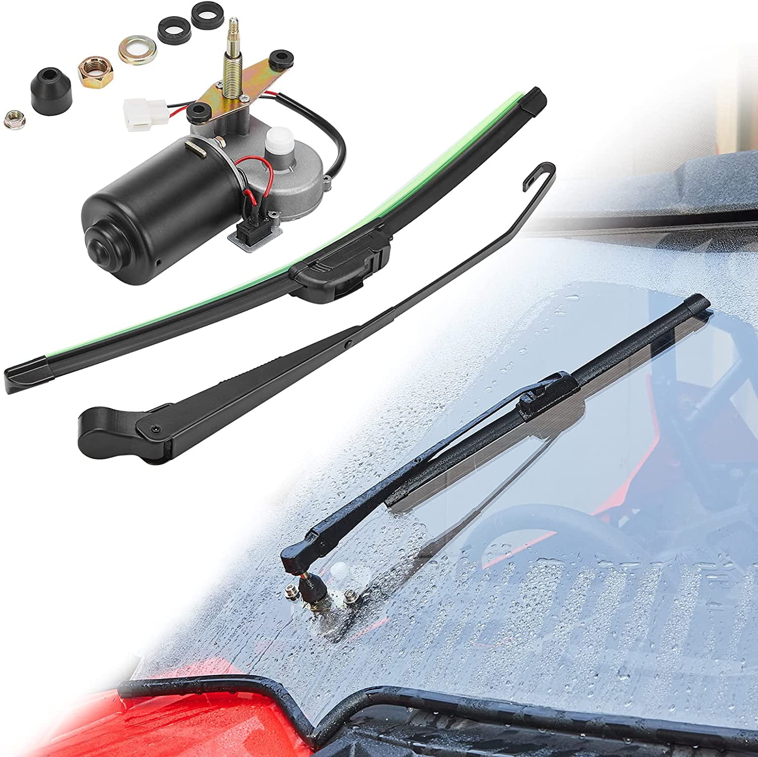 KEMIMOTO 12V Electric Windshield Wiper Kit for Polaris RZR Ranger 900 ...
