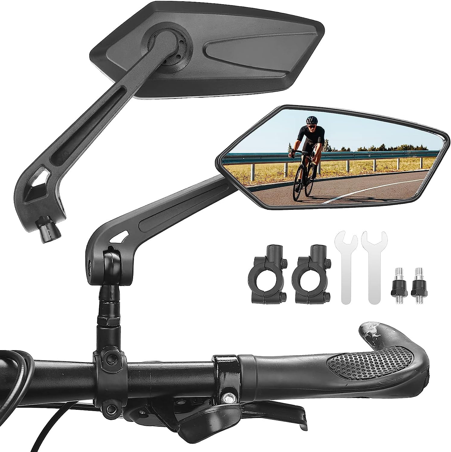 Kemimoto 2PCS Bike Rearview Mirrors, 360 Rotatable for E-bike, Road ...