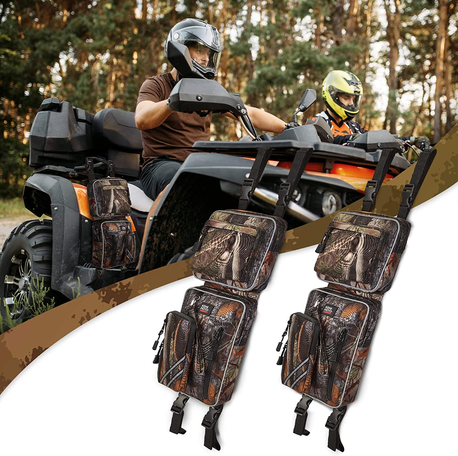 Kemimoto ATV Fender Bags Camo Storage Bags Luggage Saddle Bags Water ...