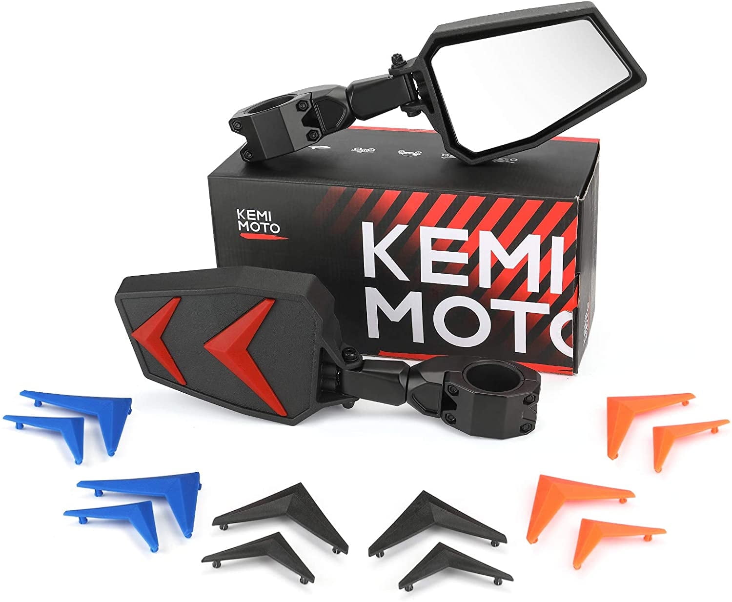 Kemimoto UTV Side Mirrors, Adjustable Clamp, Fits 1.75-2" Roll Bar ...