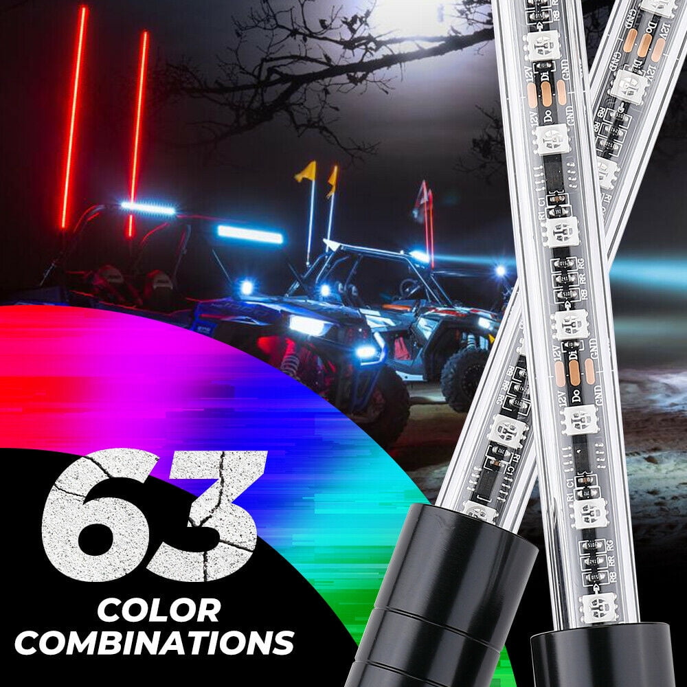 Kemimoto 5ft RGB LED Whip Lights with Accessories, Waterproof Antenna ...