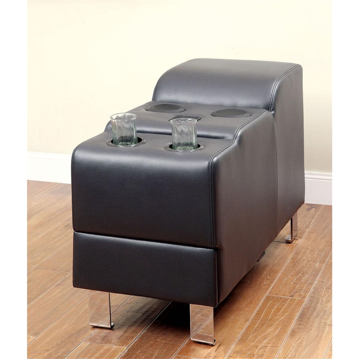 Kemina Black Bonded Leather Match Speaker Console- Saltoro Sherpi ...