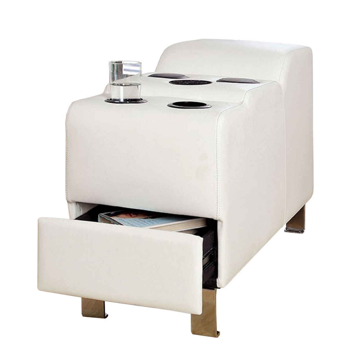 Kemina Bonded Leather White Speaker Console - Saltoro Sherpi - Walmart.com