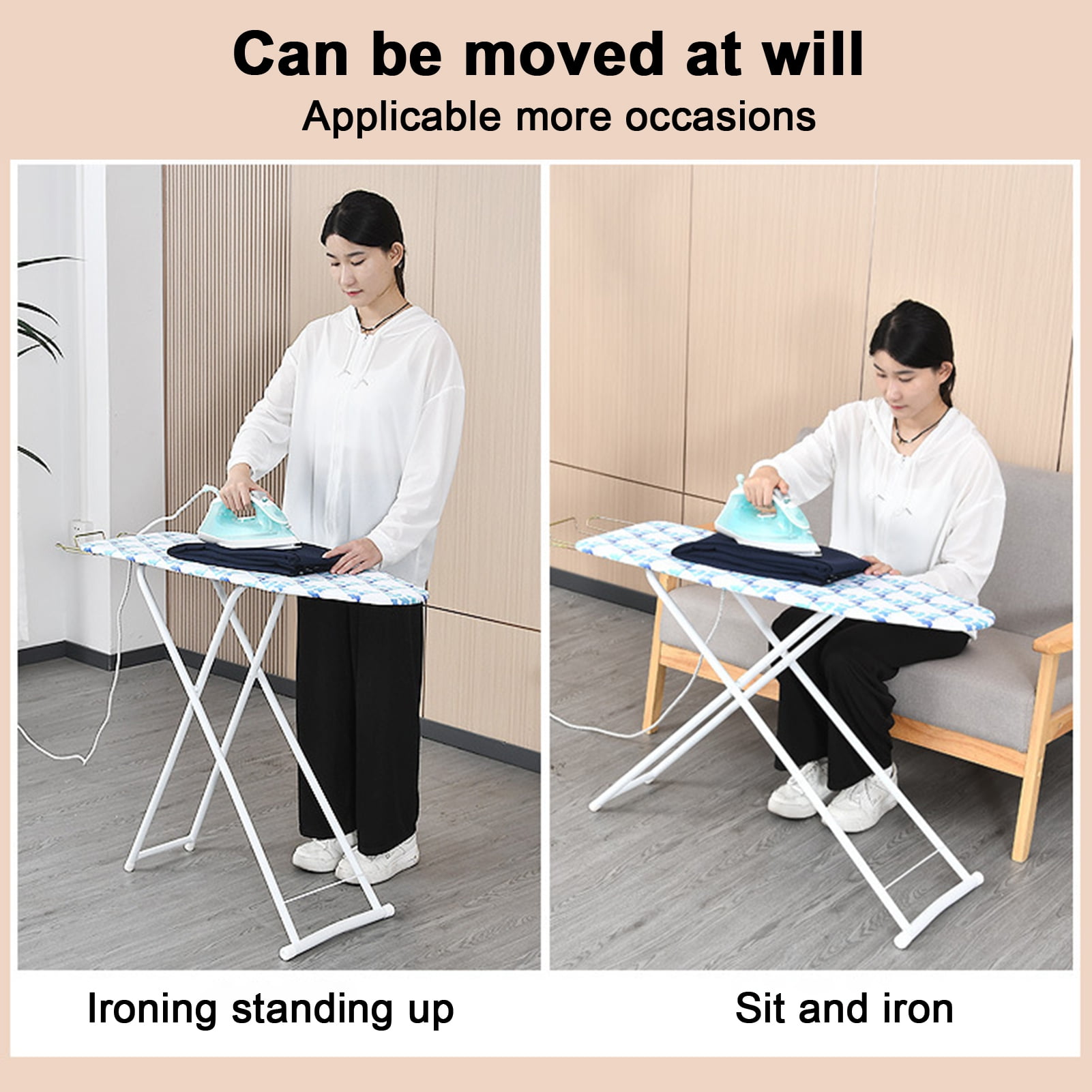 Kemweao 42 Inch Foldable Ironing Board Full-Size, Height Adjustable ...