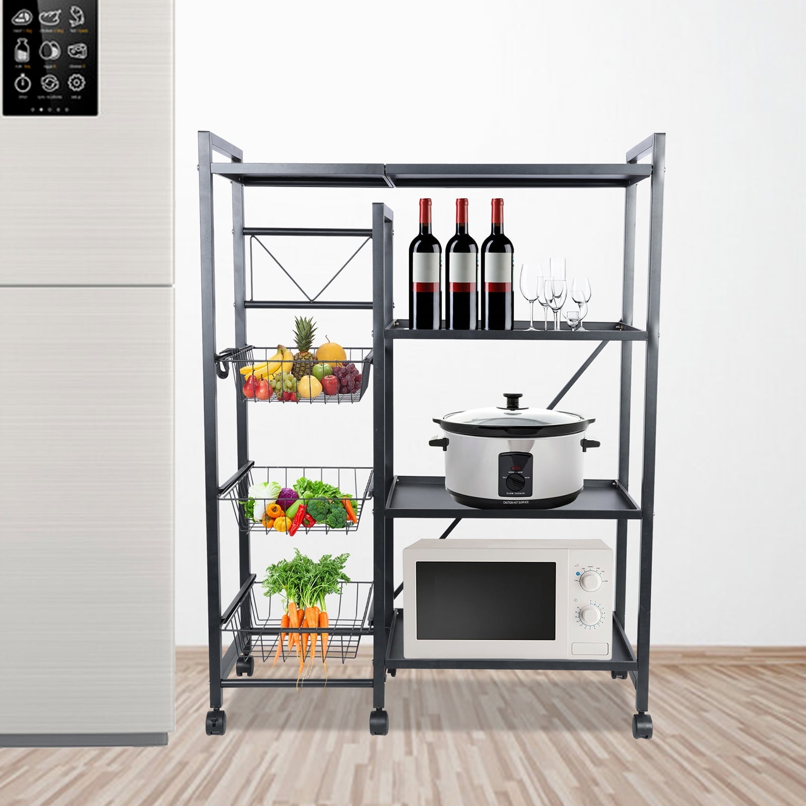 Kemweao Kitchen Storage Cart with Wheels, 4-Tier Metal Utility Rolling ...