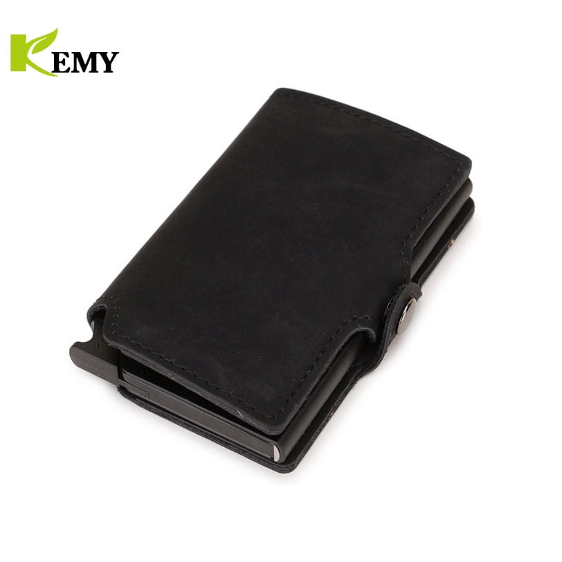 Kemy new slim small card wallet rfid pop-up push button bank case ...