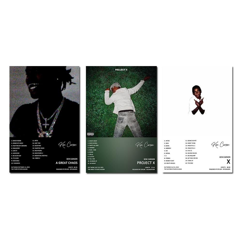 Ken Carson Album Cover Posters (Set of 3) Canvas Poster Wall Art Decor ...