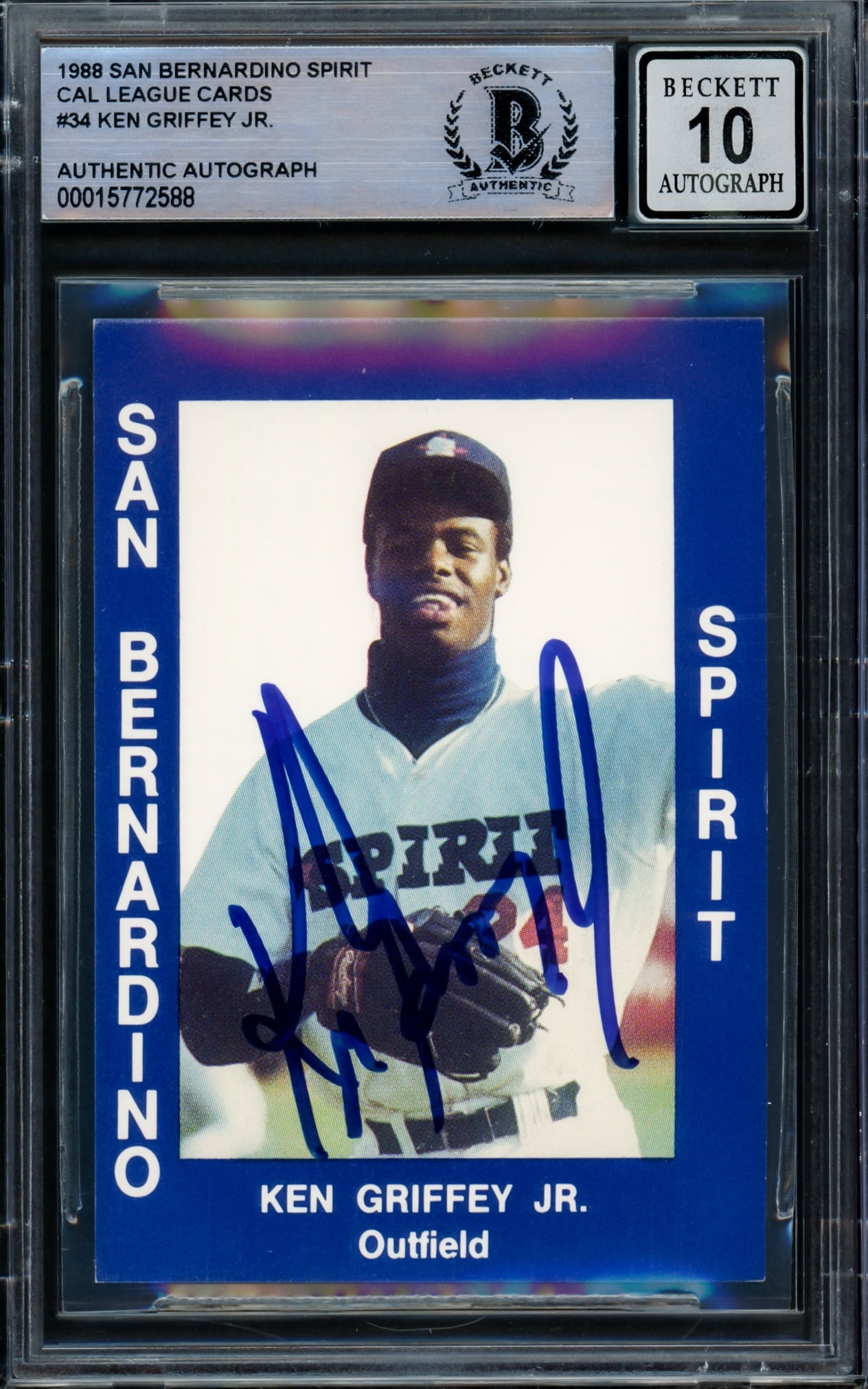 Ken Griffey Jr. Autographed 1988 Cal Cards Rookie Card #34 San ...