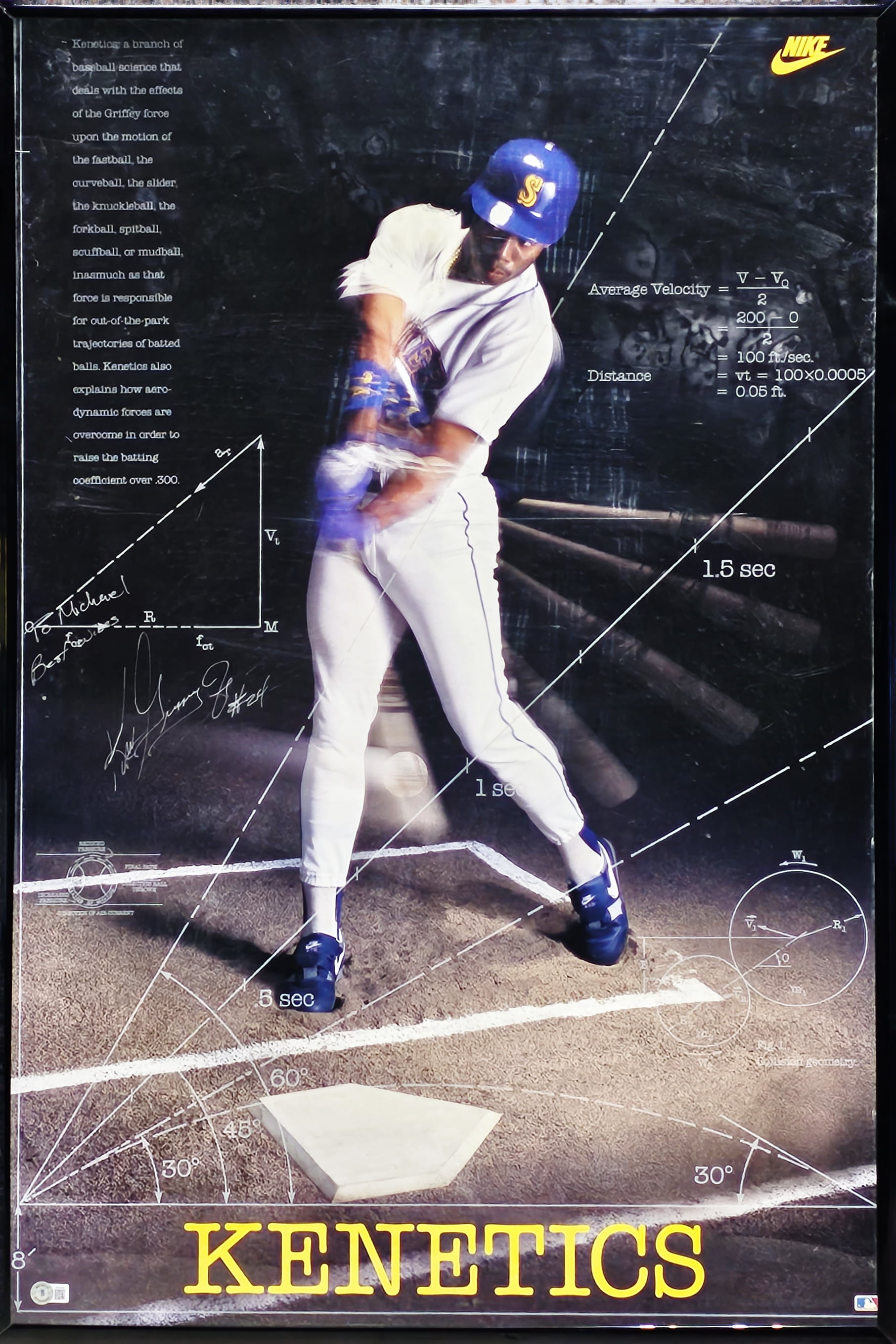 Ken Griffey Jr. Autographed Framed 24x36 Nike Poster Photo Seattle ...