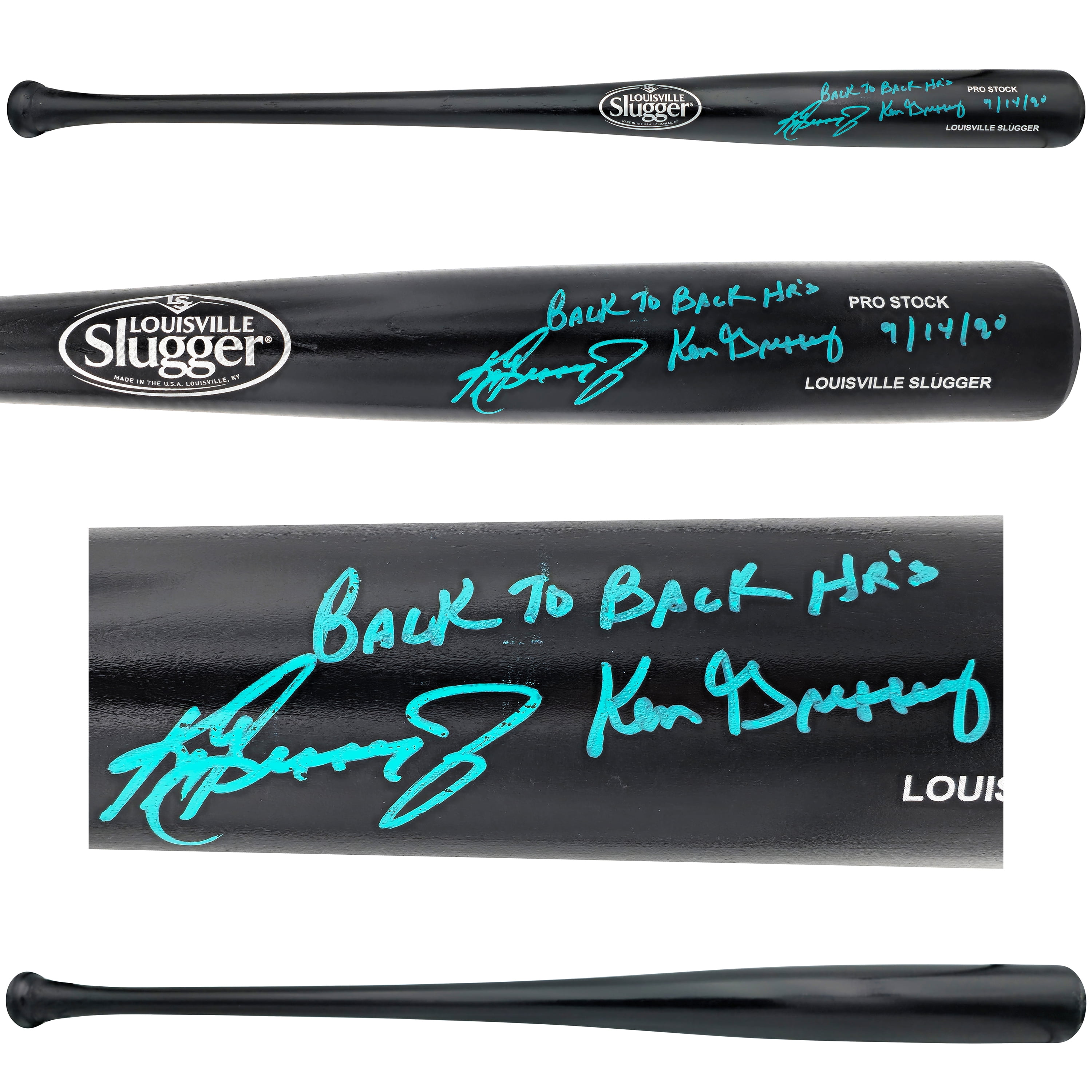 Ken Griffey Jr. & Ken Griffey Sr. Autographed Black Louisville Slugger Pro Stock Baseball Bat ...