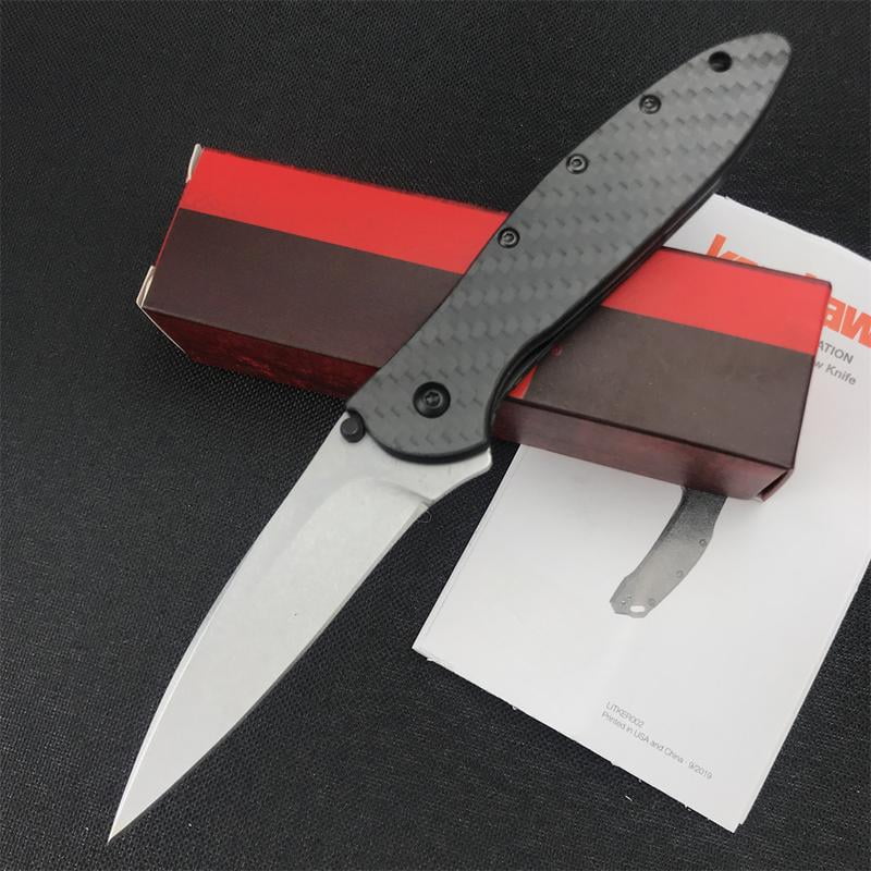 Ken Onion Leek Flipper Knife, 440C Stainless Steel Plain Bead Blast ...