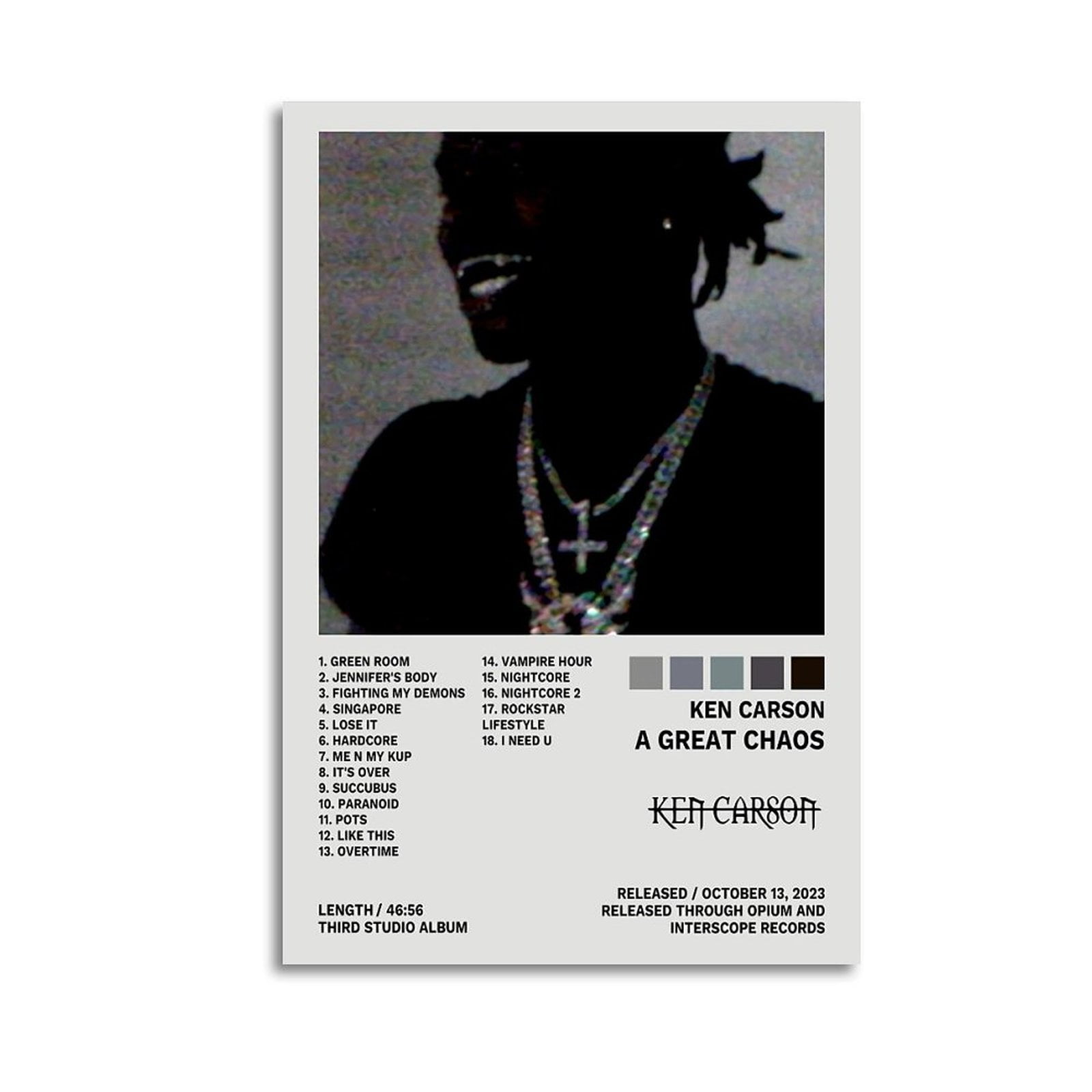 Ken Poster Carson A Great Chaos Music Album Cover Canvas Wall Art ...