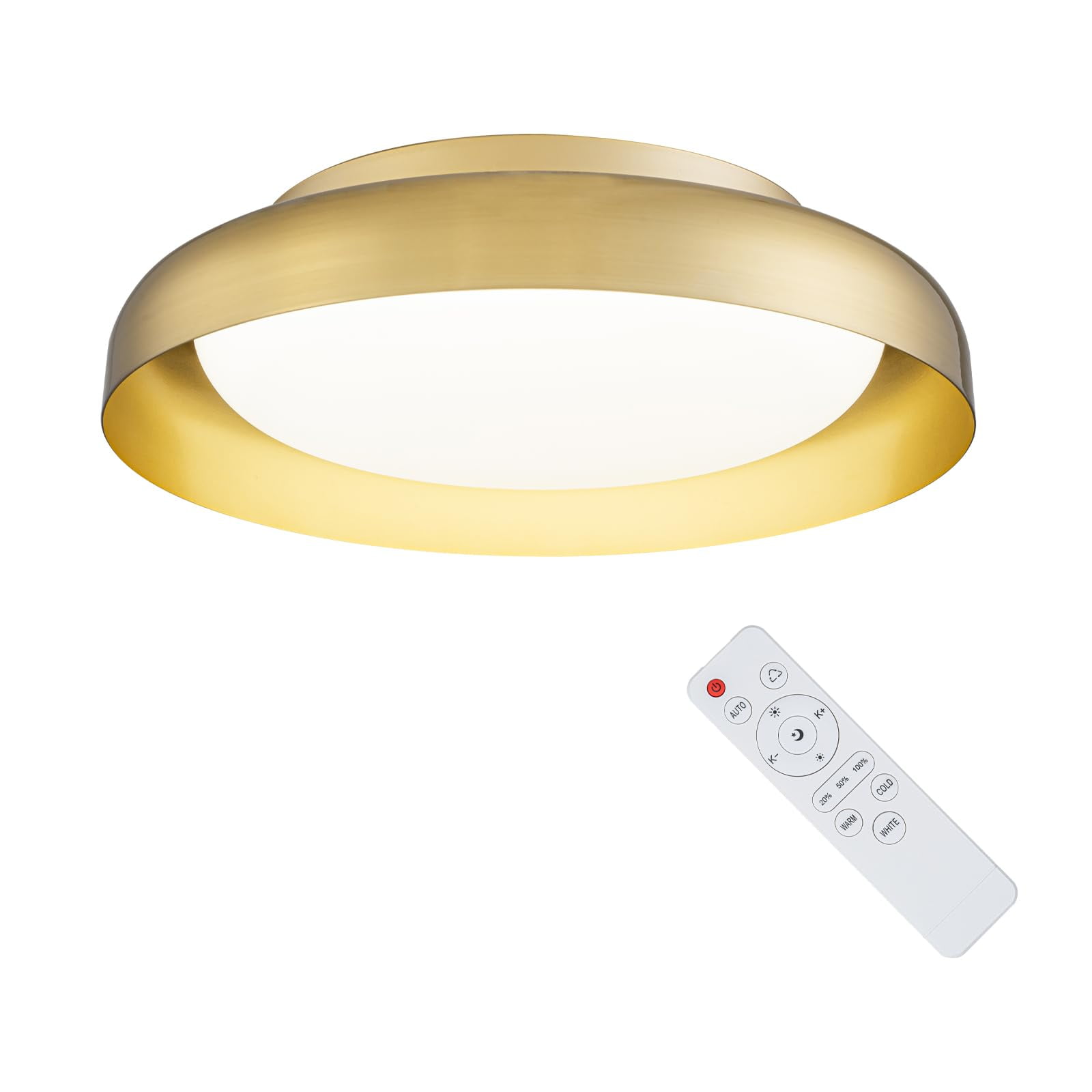 Ken&Ricky Brushed Gold Flush Mount Ceiling Light,Remote Control Light ...