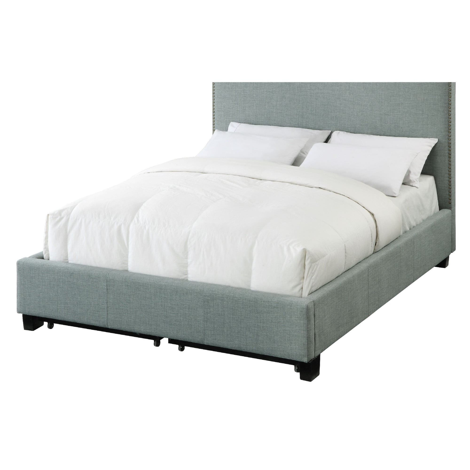 Ken Upholstered Platform Style Full Size Bed, Storage, Nailhead Trim ...