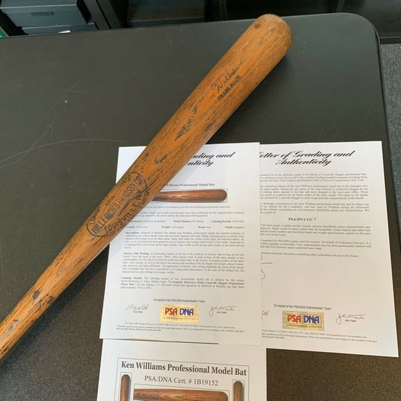 Ken Williams 1916 Rookie Era Game Used Side Written Baseball Bat PSA ...