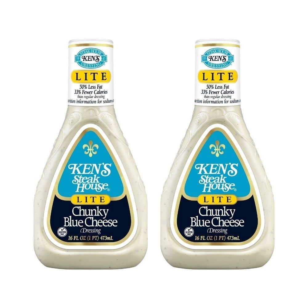 Ken's Lite Chunky Blue Cheese Dressing 16 oz Bottle Pack of 2 Low Fat ...