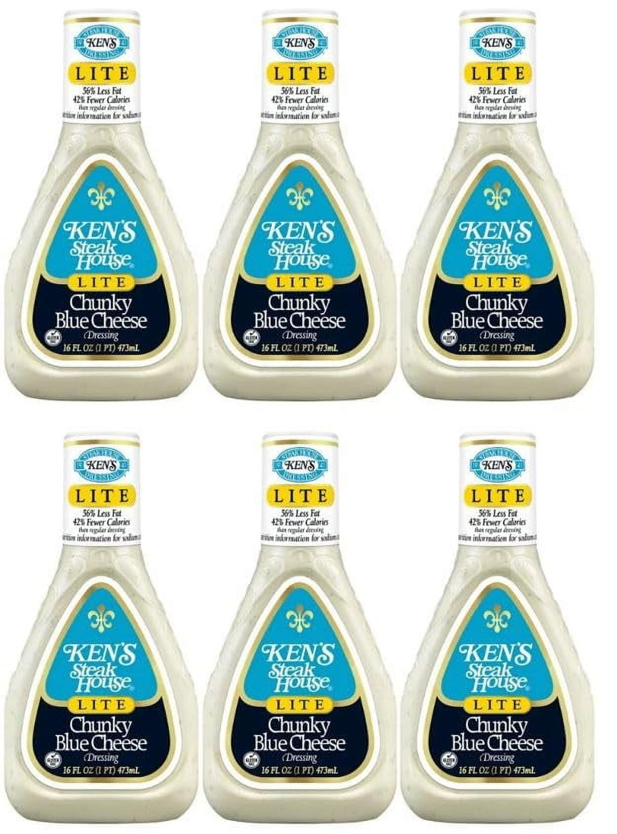 Ken's Steak House Lite Chunky Blue Cheese Dressing, 16 oz Bottle, Pack ...