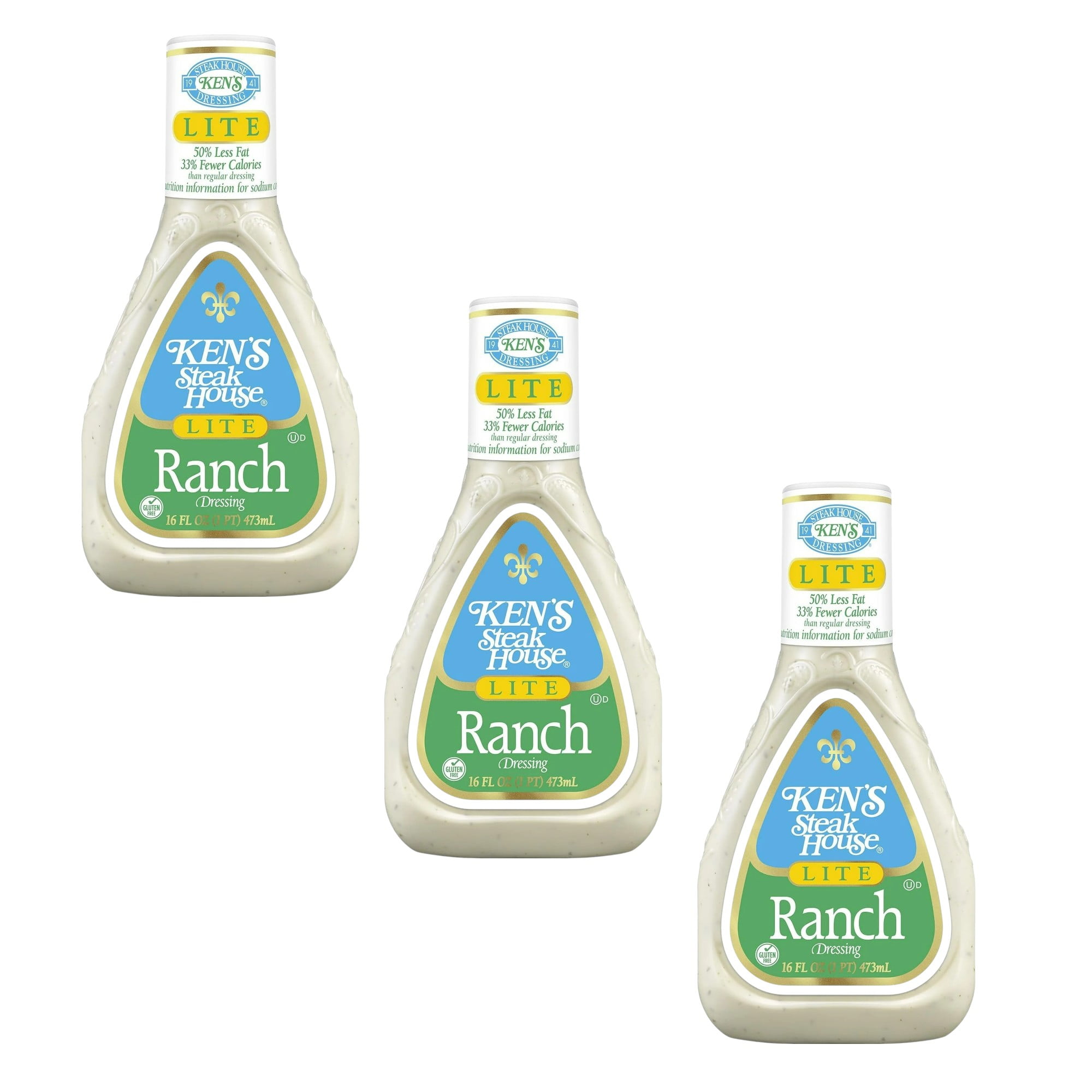 Ken's Steak House Lite Ranch Salad Dressing, 16 oz Bottles, Pack of 6 ...
