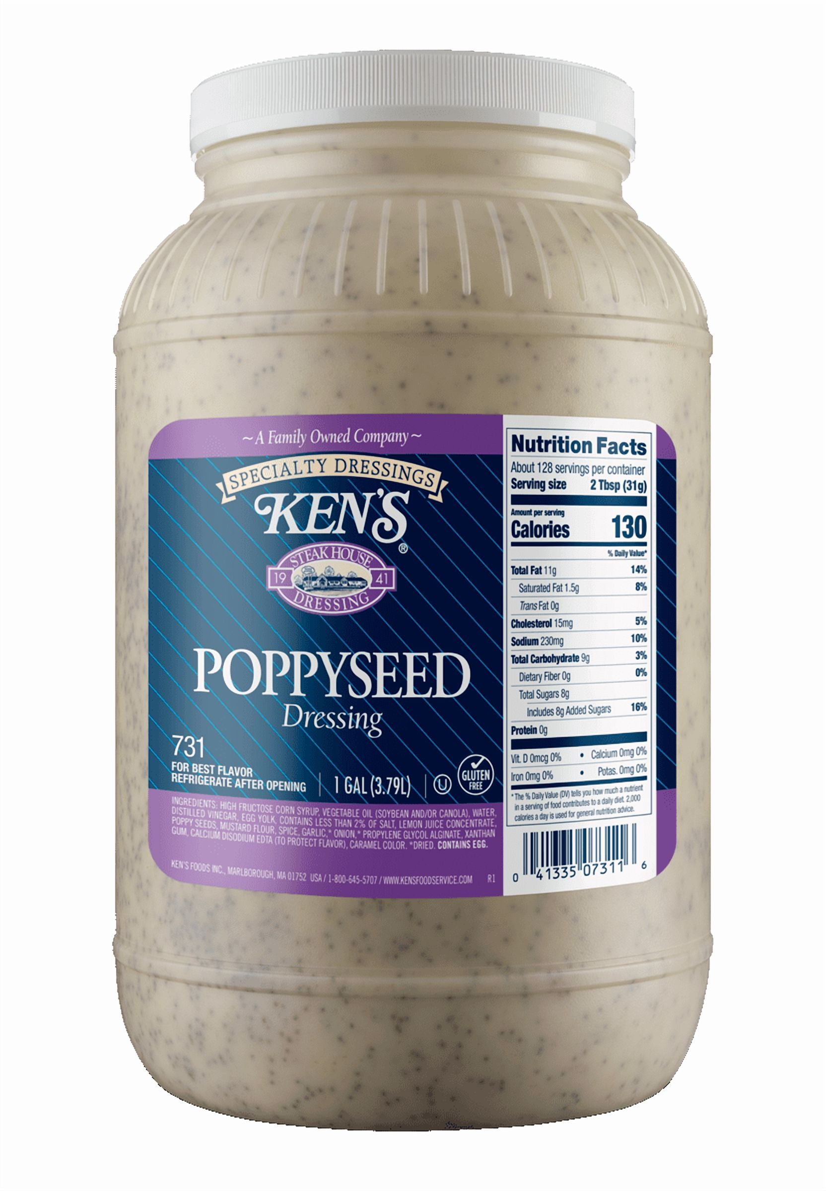 Ken's Steak House Poppyseed Dressing | Kosher | Gluten Free | 1 Gallon ...