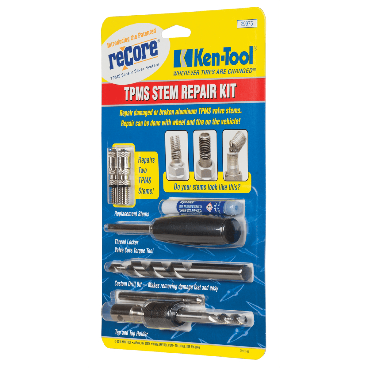 Automotive TPMS Stem Repair Kit with High-Speed Drill Bit and Valve ...