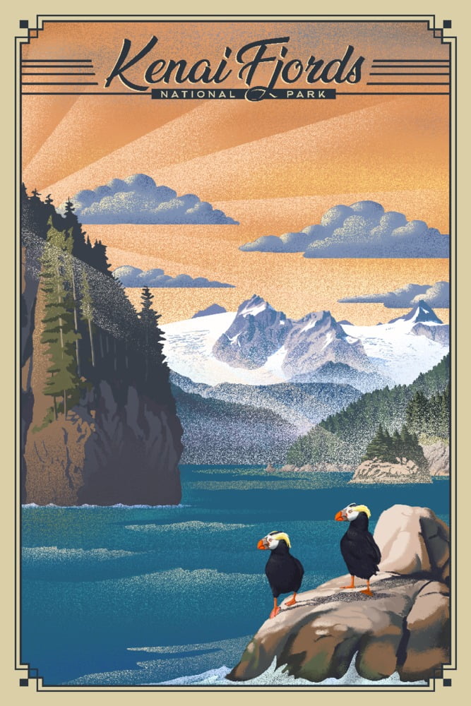 Kenai Fjords National Park, Alaska, Lithograph Park Series, Tufted ...