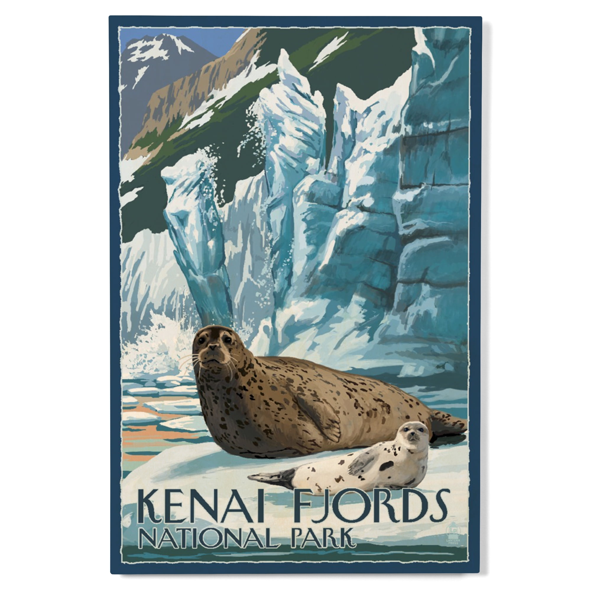 Kenai Fjords National Park, Alaska, Seals and Ice Shelf Birch Wood Wall ...
