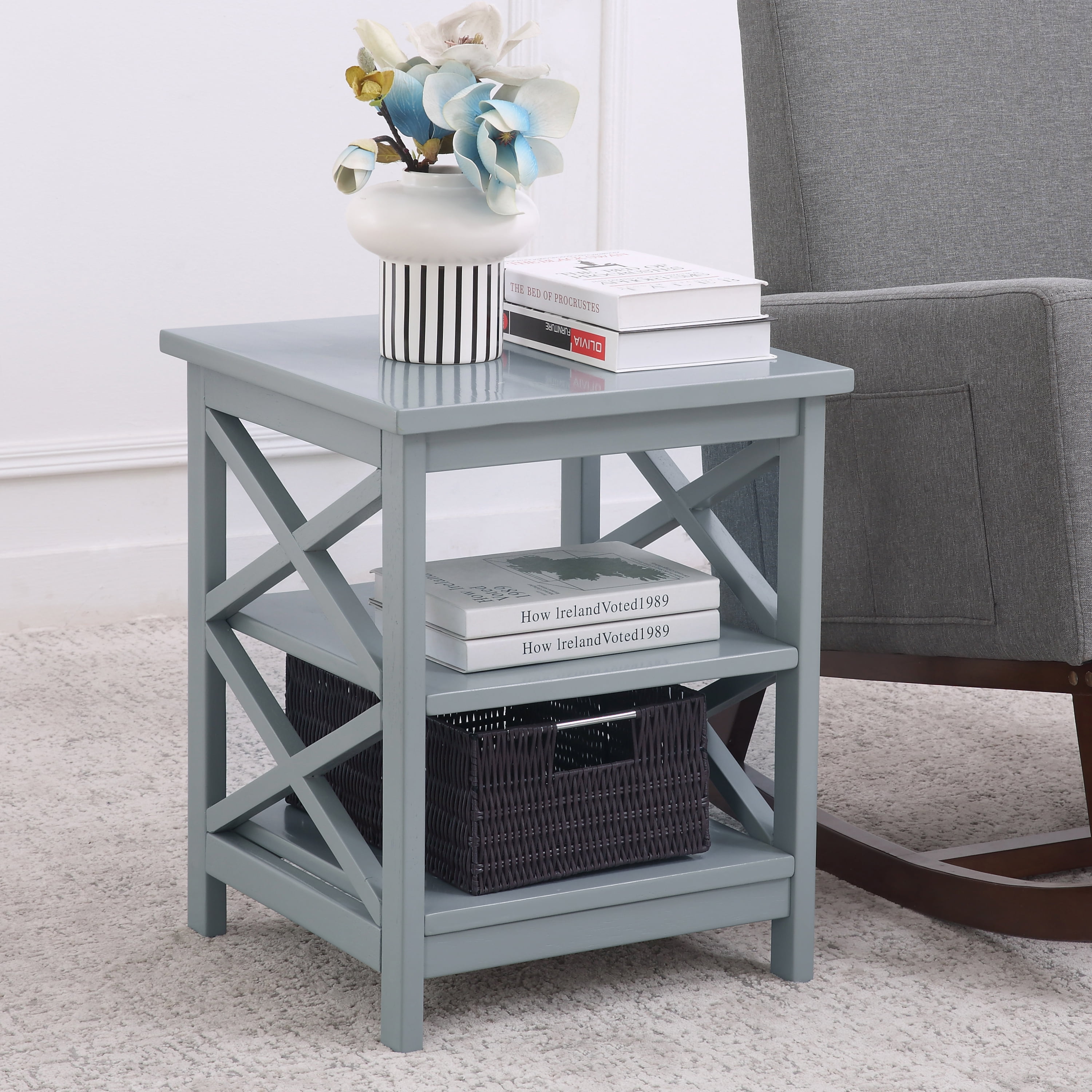 Kenan X-Frame End Table , Grey - Walmart.com