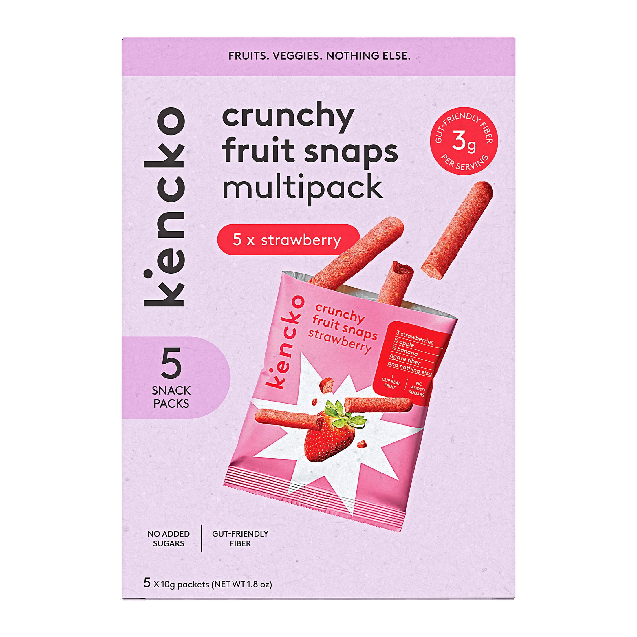 Kencko Strawberry Fruit Snaps, Freeze Dried Snacks, 5 x 0.35 oz Snack ...