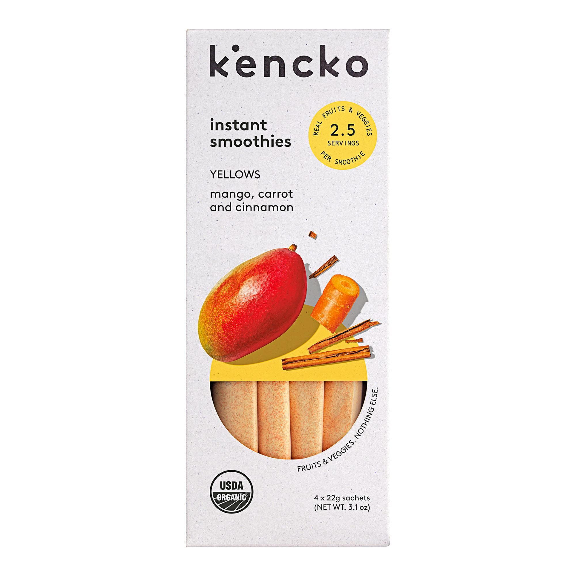 Kencko Yellows Organic Instant Fruit & Veggie Smoothies, Drink Mix, .78 oz, 4 Pack - Walmart.com