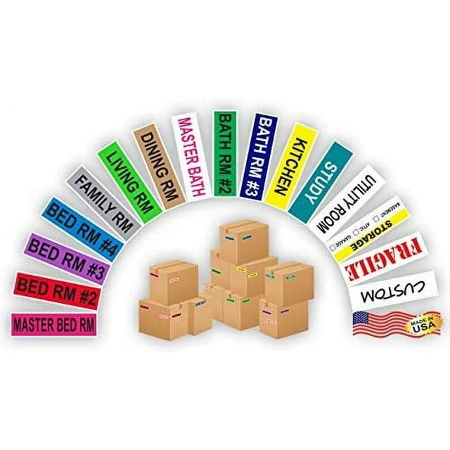 Kenco Color Coded Moving Labels - Full Box Pack - Includes Fragile ...