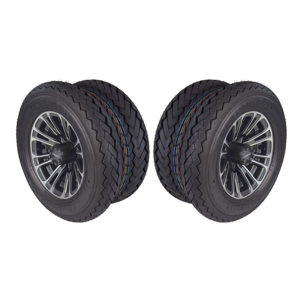 Kenda 20x10-10 Hole-In-One 6 Ply Golf Cart Turf Tires & Gun Metal ...